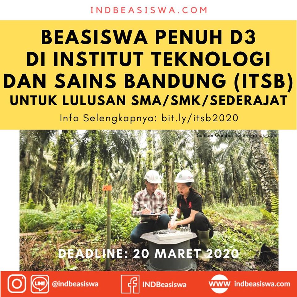 BEASISWA PENUH KULIAH D3 DI ITSB UNTUK LULUSAN SMA/SMK/SEDERAJAT⁣ - Eventkampus.com