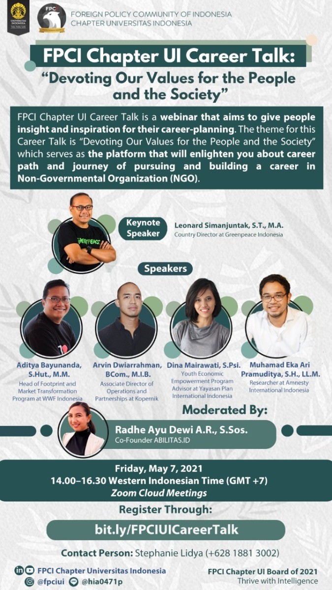 FPCI Chapter UI Career Talk: “Devoting Our Values for the People and ...